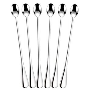 bonasen 9.4-inch long handle spoon,ice tea spoons,stirring spoons,coffee spoon, stainless steel cocktail spoon,coffee bar accessories set of 6