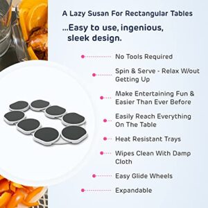 The Lazy Susan Revolution - The First Patented Lazy Susan Turntable for Rectangular Long & Oblong Tables - Expandable Lazy Susan for Kitchen & Dining Tables - Great Gift! Fun at Parties & Gatherings.