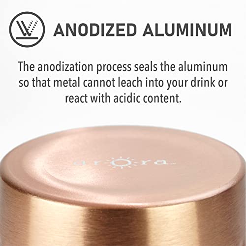 Arora Metal Anodized Hammered Copper color Tumbler Set of 6, Aluminum Handcrafted Cold-Drink Cups for Cocktail Drink, Beer Bar Party Gifts ,16oz