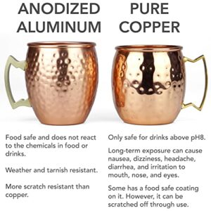 ARORA Moscow Mule Mugs set of 4,Aluminum Hammered Handcrafted Cups for Cocktail Drink, Beer Bar Party Gifts-Copper Color 19oz