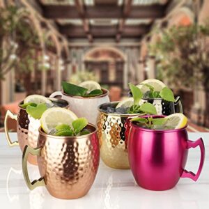 ARORA Moscow Mule Mugs set of 4,Aluminum Hammered Handcrafted Cups for Cocktail Drink, Beer Bar Party Gifts-Copper Color 19oz