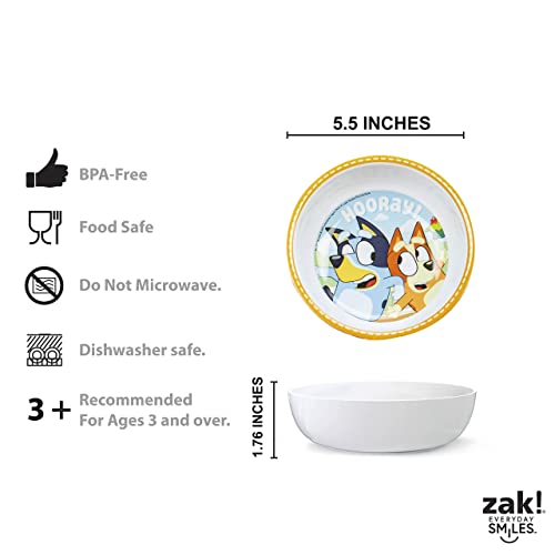 Zak Designs Bluey Kids Dinnerware Set Includes Plate, Bowl, Tumbler and Utensil Tableware, Made of Durable Material and Perfect for Kids (5 Piece Set, Non-BPA)