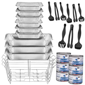 Disposable Chafing Dish Buffet Set, Food Warmers for Parties, Complete 33 Pcs of Chafing Servers with Covers, Catering Supplies with Full-Size Pans (9x13), Warming Trays for Food with Utensils & Lids