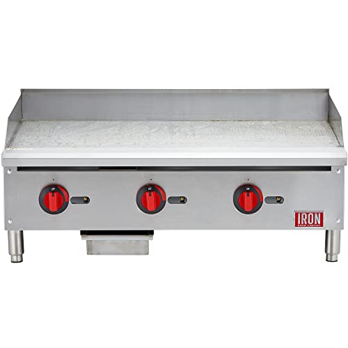 Iron Range IRMG-36 36' x 21' Countertop Commercial Gas Commercial Griddle with Manual Control and Three Burners, 90,000 BTU, ETL Listed