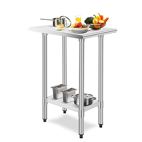 BIEAMA 18 x 24 Inches Stainless Steel Prep Work Table NSF with Adjustable Under Shelf, Commercial Worktable Restaurant, Home and Hotel