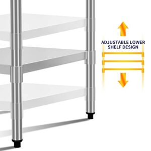 BIEAMA 18 x 24 Inches Stainless Steel Prep Work Table NSF with Adjustable Under Shelf, Commercial Worktable Restaurant, Home and Hotel