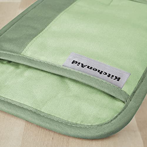 KitchenAid Beacon Two-Tone Non-Slip Pot Holder Set, Pistachio/Graphite Green, 7"x10", 2 Piece