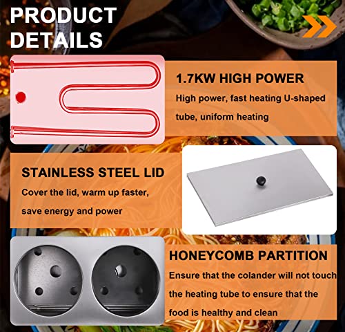 Commercial Pasta Cooker 2 Holes Noodle Cooking Machine 1500W Macaroni Vegetable Dumpling Cooker for Restaurant Hotel 110V