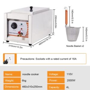 Commercial Pasta Cooker 2 Holes Noodle Cooking Machine 1500W Macaroni Vegetable Dumpling Cooker for Restaurant Hotel 110V