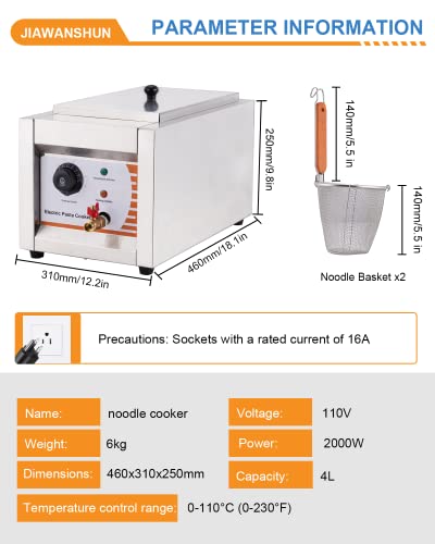 Commercial Pasta Cooker 2 Holes Noodle Cooking Machine 1500W Macaroni Vegetable Dumpling Cooker for Restaurant Hotel 110V