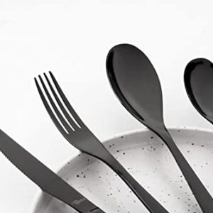 Otto Koning - Berlin - 20 Piece Black Cutlery Set for 4 people, Stainless Steel flatware, Tableware Silverware Set with Steak Knife and Fork Sets, Elegant Design, Mirror Polished and Dishwasher Safe