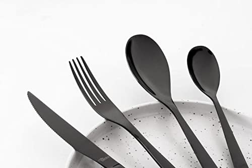 Otto Koning - Berlin - 20 Piece Black Cutlery Set for 4 people, Stainless Steel flatware, Tableware Silverware Set with Steak Knife and Fork Sets, Elegant Design, Mirror Polished and Dishwasher Safe