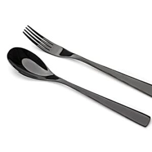 Otto Koning - Berlin - 20 Piece Black Cutlery Set for 4 people, Stainless Steel flatware, Tableware Silverware Set with Steak Knife and Fork Sets, Elegant Design, Mirror Polished and Dishwasher Safe