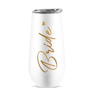 elegantpark wedding gifts for bride champagne flutes tumbler wedding engagement gifts for bride stainless steel wine tumbler white 6 oz