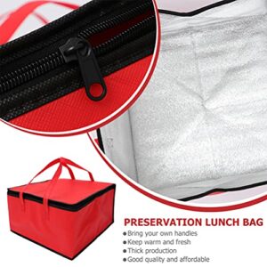 Insulated Food Delivery Bag Warmer: 10 Inch Water Resistant Large Hot Grocery Carrying Case for Restaurant Catering Instacart Doordash Grubhub Postmate Red