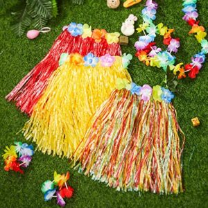 20 Pieces Grass Skirts Hawaiian Hula Skirts with 20 Garland Tropical with 40 Garland Wristbands with 20 Summer Beach Headband Leis Luau Party Favor Summer Beach Vacation Costume Set for Women Kids