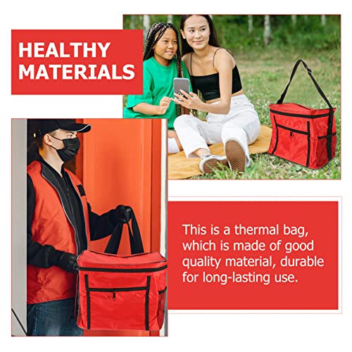 Insulated Food Delivery Bag Warmer: Large Water Resistant Hot Cold Grocery Carrying Case for Restaurant Catering Instacart Doordash Grubhub Postmate Red