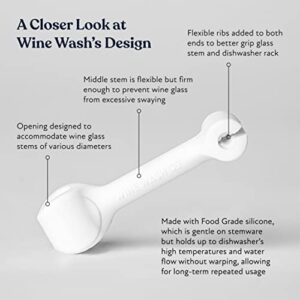 Wine Wash Dishwasher Attachment Kitchen Gadget Clip for Wine Glass, Stemware Holder, Barware Accessories & Gifts for Wine Lover, Dishwasher Safe, BPA Free Silicone, White, Set of 4