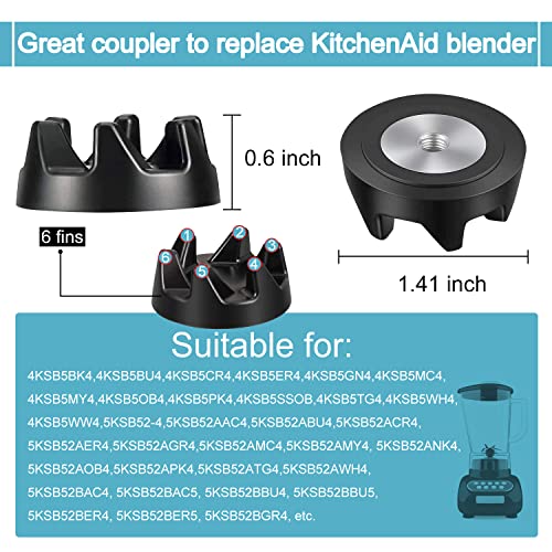 5Pcs 9704230 Blender Replacement Parts,Blender Coupler Accessories Rubber Gear Couplings,Compatible with KitchenAid WP9704230VP WP9704230-5 Coupler&1 Wrench (5 Coupler+1 Wrench)