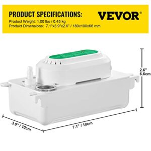 VEVOR Condensate Pump, 6.6 ft/2 m Lift, 110V Removal Drain Pump with 0.63 Qt/0.6 L Water Tank, 5W Automatic Condensation Pump with 100 L/H Flow, for Commercial Ice Makers of Different Types