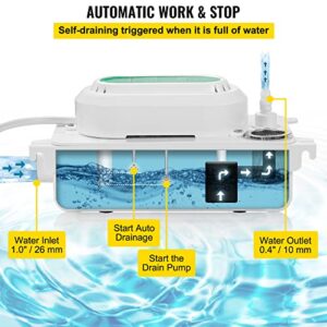 VEVOR Condensate Pump, 6.6 ft/2 m Lift, 110V Removal Drain Pump with 0.63 Qt/0.6 L Water Tank, 5W Automatic Condensation Pump with 100 L/H Flow, for Commercial Ice Makers of Different Types