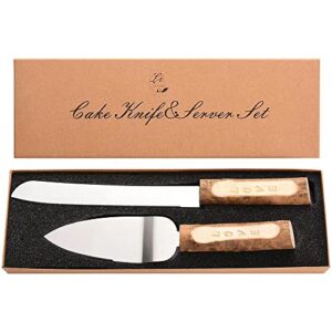 rustic wedding cake knife and server set natural wood handle cake cutting set christmas decoration country cake server set rustic wedding decorations wedding gift