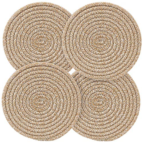 Pot Holders Trivets Set 4 Pcs, Potholders for Kitchens, 100% Pure Cotton Thread Weave Trivets for Hot Dishes/Pot/Bowl/Teapot/Hot Pot Holders, 7.9 Inches. …