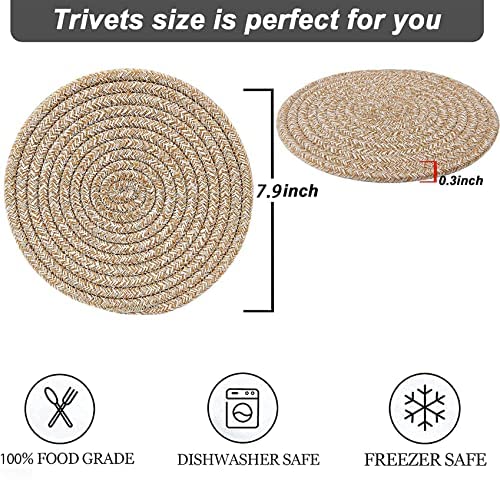 Pot Holders Trivets Set 4 Pcs, Potholders for Kitchens, 100% Pure Cotton Thread Weave Trivets for Hot Dishes/Pot/Bowl/Teapot/Hot Pot Holders, 7.9 Inches. …