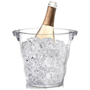 dicunoy ice bucket, 4 liter plastic champagne bucket chiller, thick clear beverage tubs with handle, thick wine cooler bucket for bar, home, parties, for 2 wine or champagne bottles