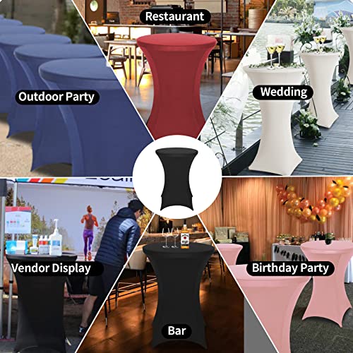 FestiCorp Spandex Black Table Cover, Cocktail Fitted Tablecloths, Round Highboy Stretch Table Covers Cloths for Party, Bar, Wedding, Birthday, Banquet, 30"-32" Diameter x 40"-43" Height