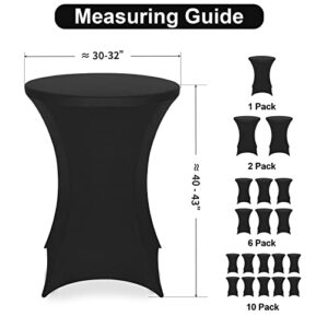 FestiCorp Spandex Black Table Cover, Cocktail Fitted Tablecloths, Round Highboy Stretch Table Covers Cloths for Party, Bar, Wedding, Birthday, Banquet, 30"-32" Diameter x 40"-43" Height