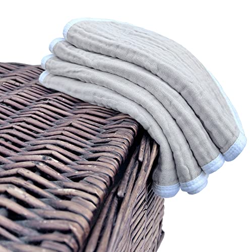 Synrroe Muslin Burp Cloths Large 20 by 10 Inches 100% Cotton 6 Layers Extra Absorbent and Soft 4 Pack Brown