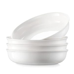 dowan large pasta bowls, 46 ounces salad serving bowls, ceramic pasta bowls set of 4, wide and shallow bowls set, 9.2" soup pasta plates, microwave dishwasher safe