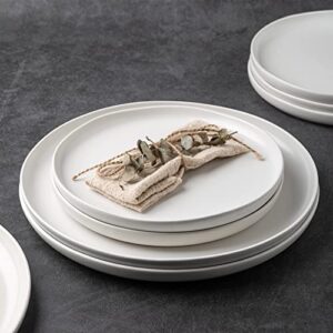 AmorArc Ceramic Dinner Plates Set of 6, Wavy Rim 10.5 Inch Stoneware Dish Set, Large Dinnerware Plates for Kitchen-Microwave&Dishwasher Safe, Scratch Resistant-Reactive Glaze Matte White