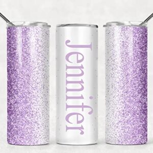 Personalized Insulated 20oz Tumbler | Stainless Steel Insulated Cup | Travel Cup | Double Wall Coffee Cup for Hot and Cold Drinks | Rose Pink Glitter Effect with Name