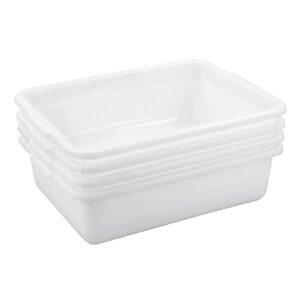 gloreen 4-pack commercial bus tubs, 8 l, white wash basin plastic dish pan