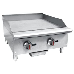 kratos 29y-004 24" commercial restaurant gas countertop griddle, manual controls, 2 burners, 60,000 btu output