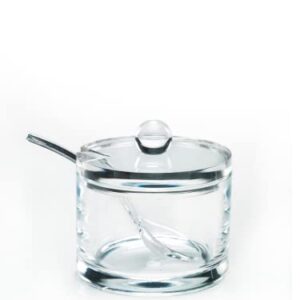 J&M DESIGN Clear Acrylic Sugar Bowl With Lid And Spoon For Coffee Bar Accessories, Cereal Bowls, Tea, Kitchen Countertop Canisters & Baking - 8 oz Container Jar Dispenser Holder - Dishwasher Safe