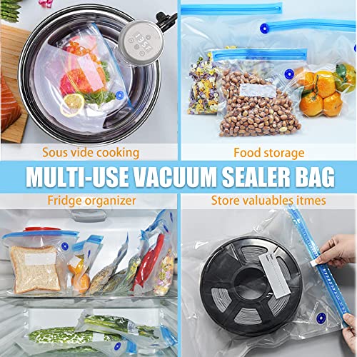 Daarcin Large Sous Vide Bags,15pcs10.2x13.4in/26 * 34cm BPA Free Reusable Vacuum Sealer Bag,Keep Food Fresh, with 2 Sealing Clips