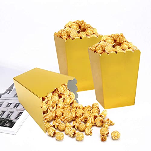 24 Pcs Popcorn Boxes Mini Paper Popcorn Box Cardboard Popcorn Container for Party, Gold