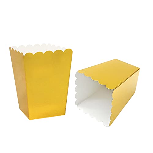 24 Pcs Popcorn Boxes Mini Paper Popcorn Box Cardboard Popcorn Container for Party, Gold