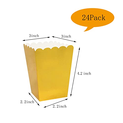 24 Pcs Popcorn Boxes Mini Paper Popcorn Box Cardboard Popcorn Container for Party, Gold