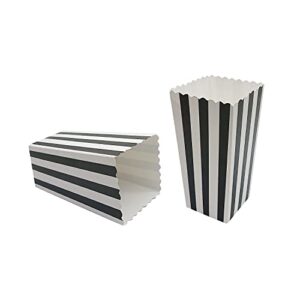 24 Pcs Popcorn Boxes Mini Paper Popcorn Box Cardboard Popcorn Container for Party, White/Black Stripes