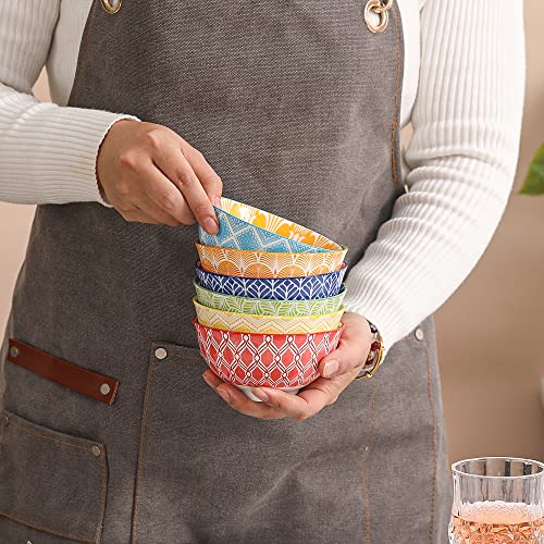 Ceramic Small Bowls dessert bowl - Porcelain 10 oz Cute Bowl Set for Rice | Soup | Snack | Ice Cream | Side Dishes - Colorful Kitchen serving bowls sets - Microwave and Oven Dishwasher Safe 4.75 Inch