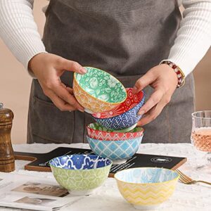 Ceramic Small Bowls dessert bowl - Porcelain 10 oz Cute Bowl Set for Rice | Soup | Snack | Ice Cream | Side Dishes - Colorful Kitchen serving bowls sets - Microwave and Oven Dishwasher Safe 4.75 Inch