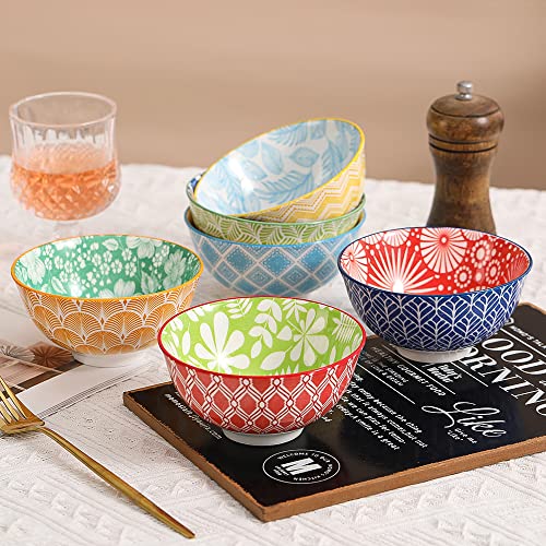 Ceramic Small Bowls dessert bowl - Porcelain 10 oz Cute Bowl Set for Rice | Soup | Snack | Ice Cream | Side Dishes - Colorful Kitchen serving bowls sets - Microwave and Oven Dishwasher Safe 4.75 Inch