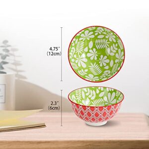 Ceramic Small Bowls dessert bowl - Porcelain 10 oz Cute Bowl Set for Rice | Soup | Snack | Ice Cream | Side Dishes - Colorful Kitchen serving bowls sets - Microwave and Oven Dishwasher Safe 4.75 Inch