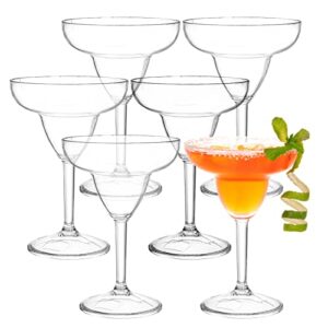 suwimut set of 6 unbreakable stemmed margarita glasses - 10oz plastic margarita glasses shatterproof drinking cups for red or white wine, cocktail, martini, margarita - great holiday wedding gift