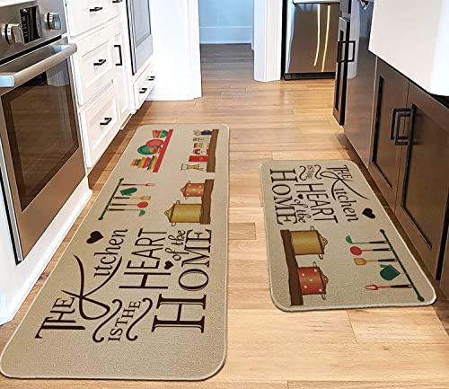 ZKZNsmart Kitchen Mats Set of 2 Non-Slip Washable Kitchen Floor Rugs with Rubber Backing Holiday Party-Profile Doormat for Home Kitchen