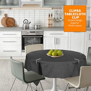 Clipra Tablecloth Clips [USA Based Brand] - 12 Pack Stainless Steel, Rust Proof Table Cloth Clips - Table Clips for Home, Restaurants, Picnic, Party, Dining Tables - Fits Up to 1.8 Inch Thick Tables